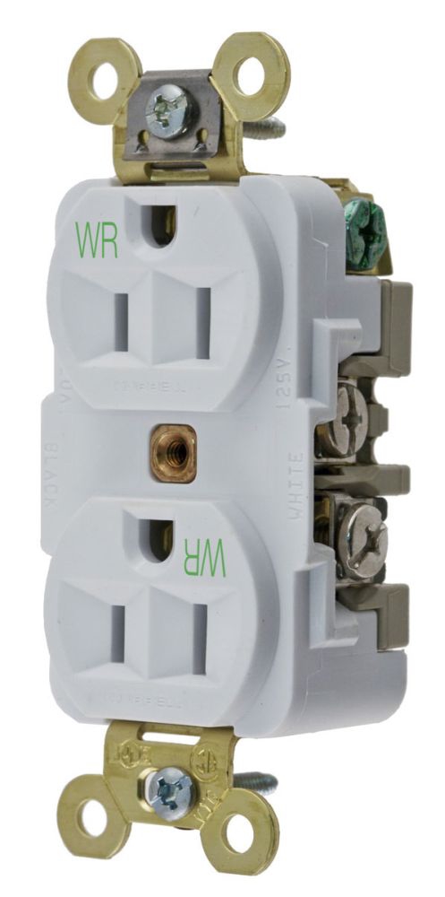 Hubbell HBL5262WWR 15A 125V Hd Duplex Straight-Blade Receptacle ...