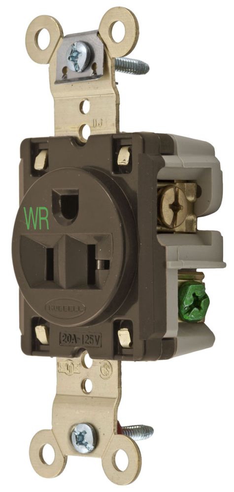 Hubbell HBL5361WR 20A 125V Hd Single Straight-Blade Receptacle Brown ...