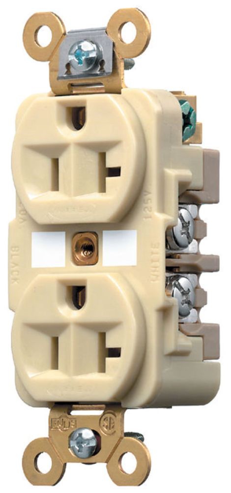 Hubbell HBL5362I Duplex Industrial Grade Receptacle Nema5-20R Ivory ...