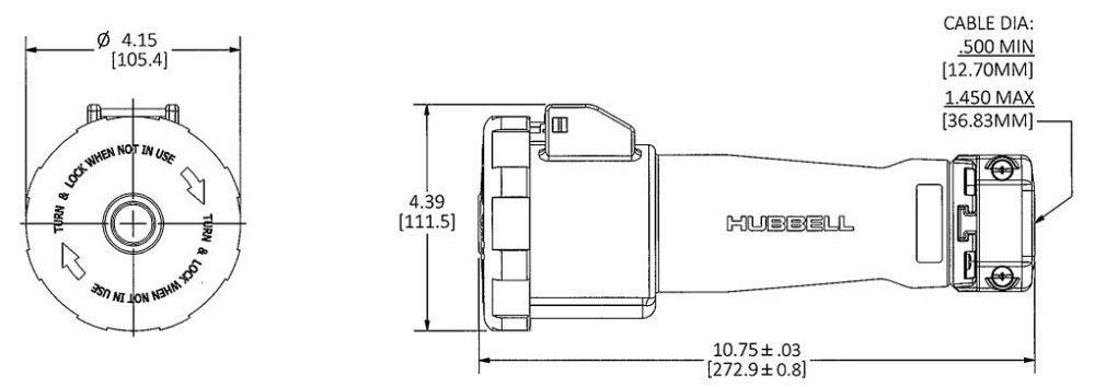 Hubbell HBL560C7WP Iec,Connector,4P5W,60A 277/480V4X/Ip69K,Pilot ...