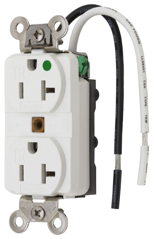 Hubbell HBL8300SGWA 20A 125V Duplex Tamper-Resistant Receptacle White ...