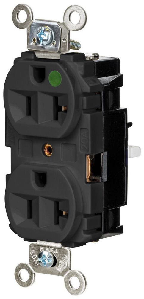 Hubbell HBL8300STBK Duplex Receptacle, Hospital Grade, Spring ...