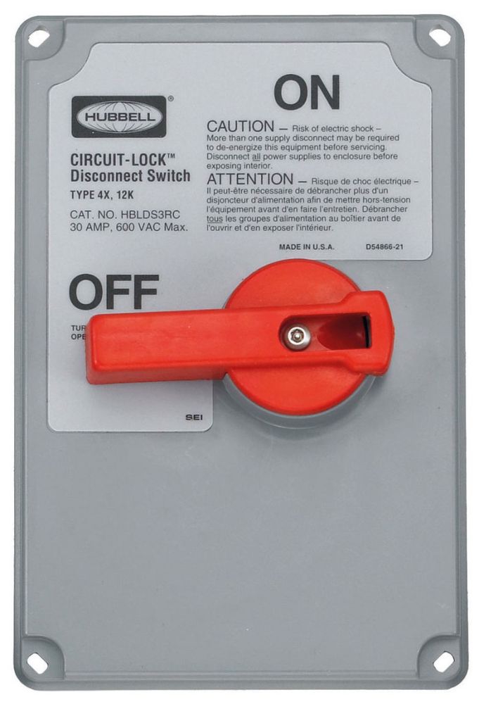 Hubbell HBLDS10RC 100A Unfused 4X Disconnect Switch | Gordon Electric ...
