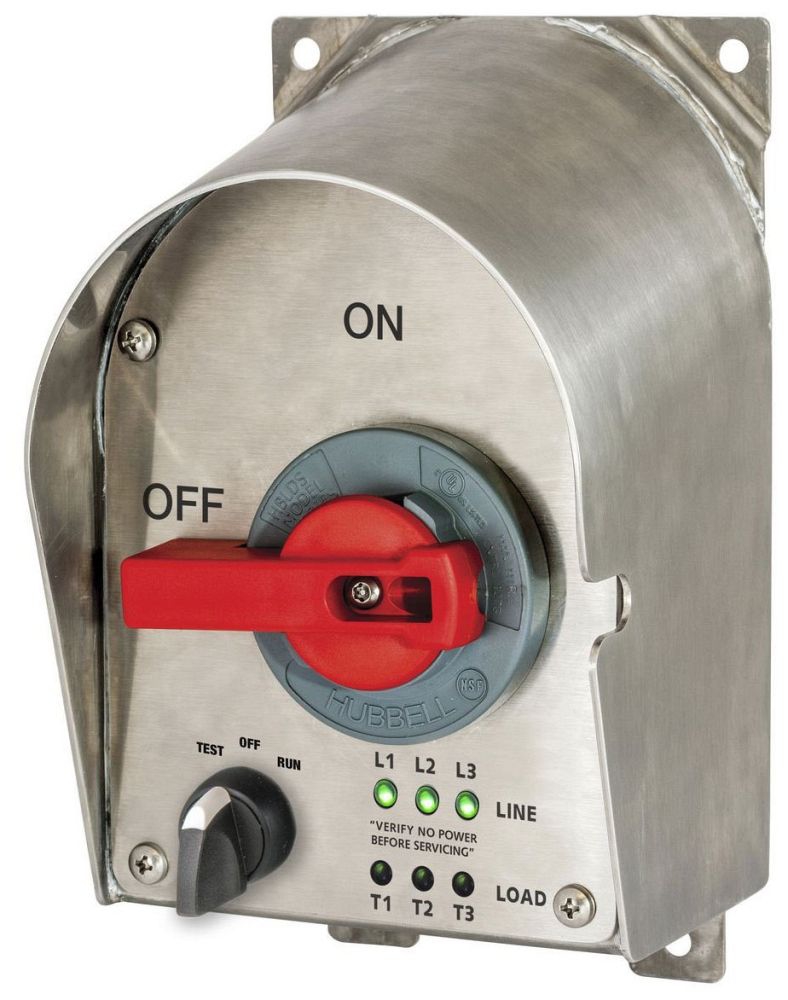 Hubbell HBLDS10SSRPJ Stainless Steel Sloped Disconnect 100A Led & Jog ...