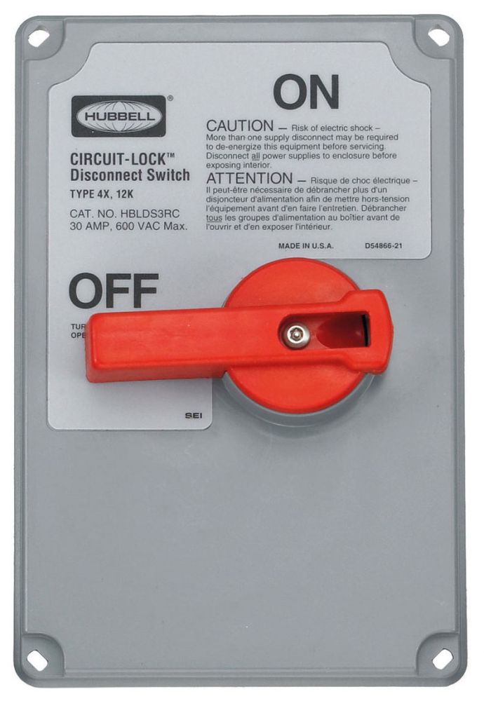 Hubbell HBLDS6RC 60A Unfused Disconnect Switch Cover | Gordon Electric ...