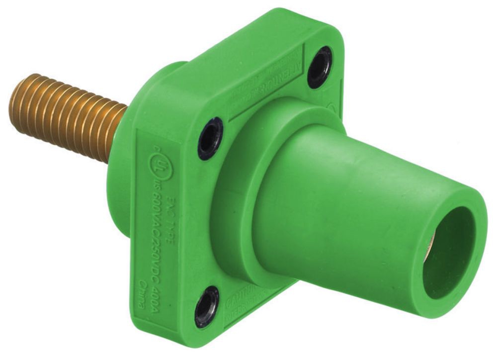 Hubbell HBLFRSCGN Single Pole,300/400A Female Stud Receptacle,Green,Thr ...
