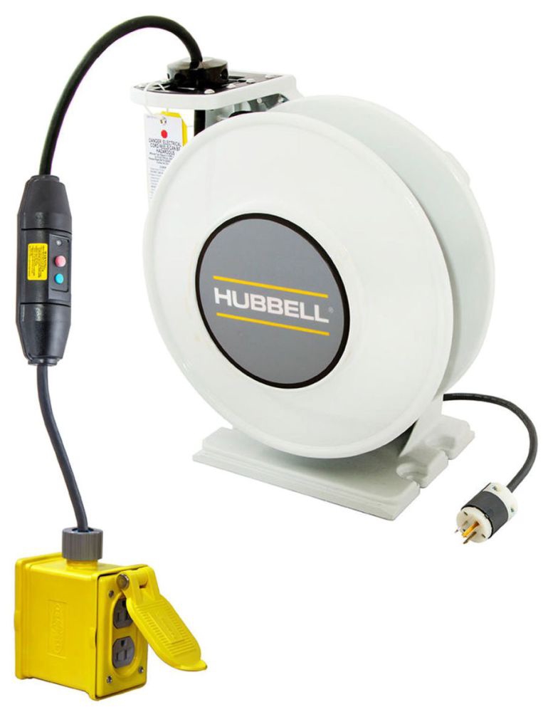 Hubbell HBLI25123GF220 Industrial Reel W/Gf & (2) Duplex 25Ft 12/3 ...