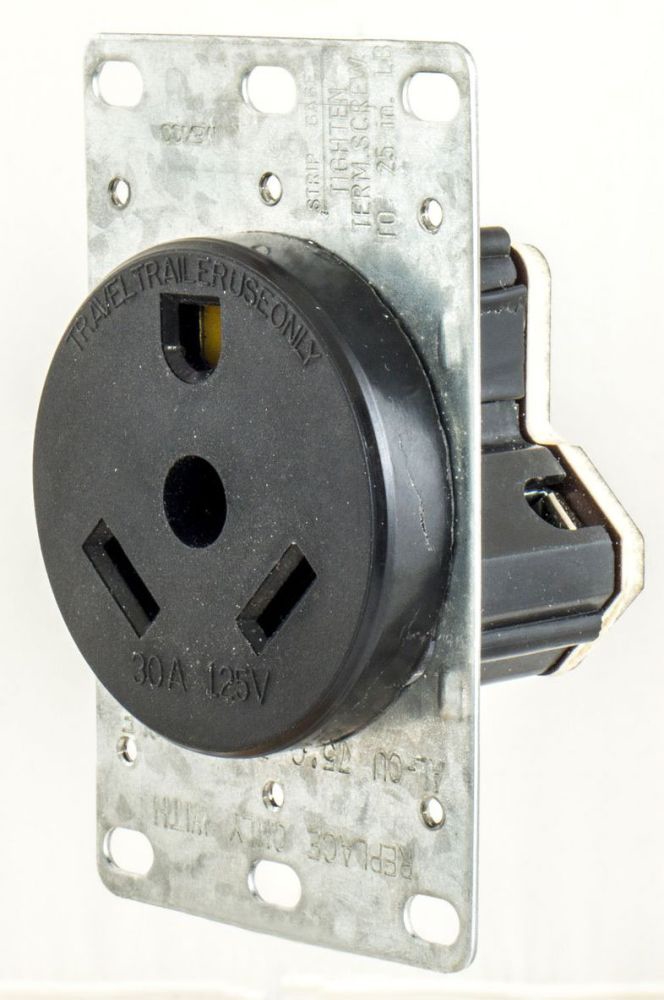 Hubbell HBLTT30R Single Receptacle, 2P3W, 30A 125V,Nema Tt-30R, Black ...