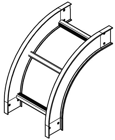 Hubbell LFD41824 Alum Ladder Vertical Out Elbow Cl-1 4" H 18" W 24" R ...