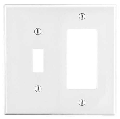 Hubbell P126W Wallplate, 2-Gang 1) Toggle 1) Decor, White | Gordon ...