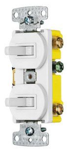 Hubbell RC103W Combination, 15A S/P Toggle, 15A 3-Way Toggle, White ...