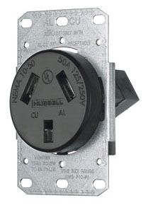 Hubbell RR350F Receptacle, Straight Blade, 50A 125/250V, 3P3W, Flange ...