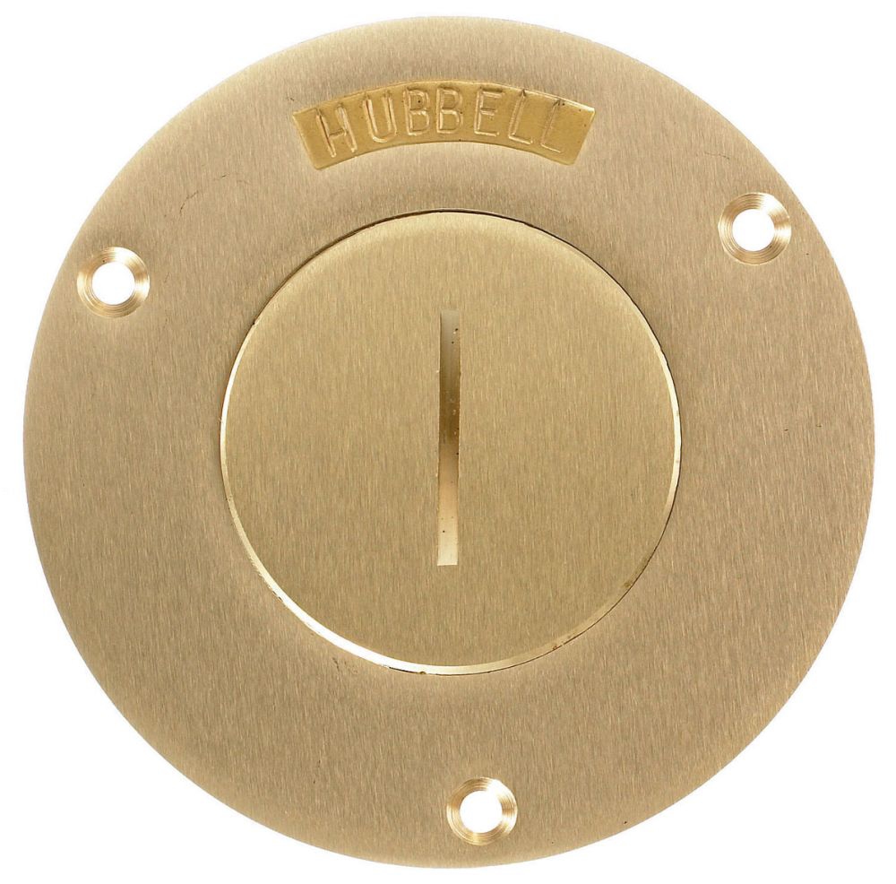 Hubbell S2925 Single Round Floor Box Cover Brass | Gordon Electric ...