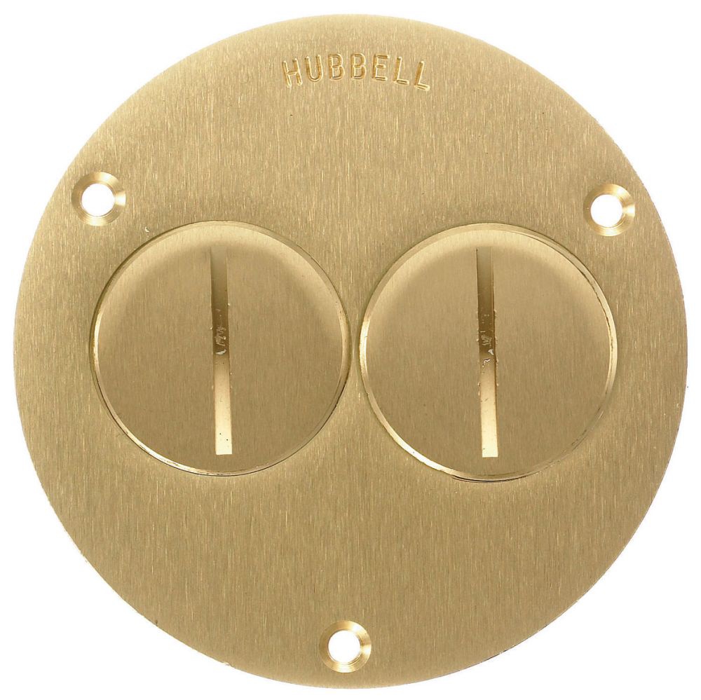 Hubbell S3725 Duplex Round Floor Box Cover Brass | Gordon Electric ...