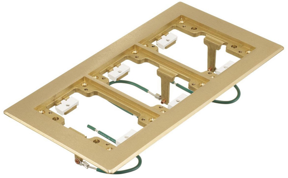Hubbell SB3085WB Flat Flange 3-Gang Rectangular Brass Bevel Edge ...