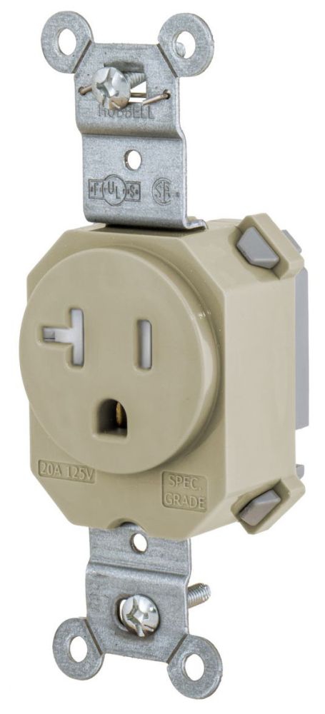 HUBBELL SNAP5361ITR SNAP SINGLE RECEPTACLE 5-20R 20A 125V Tamper ...
