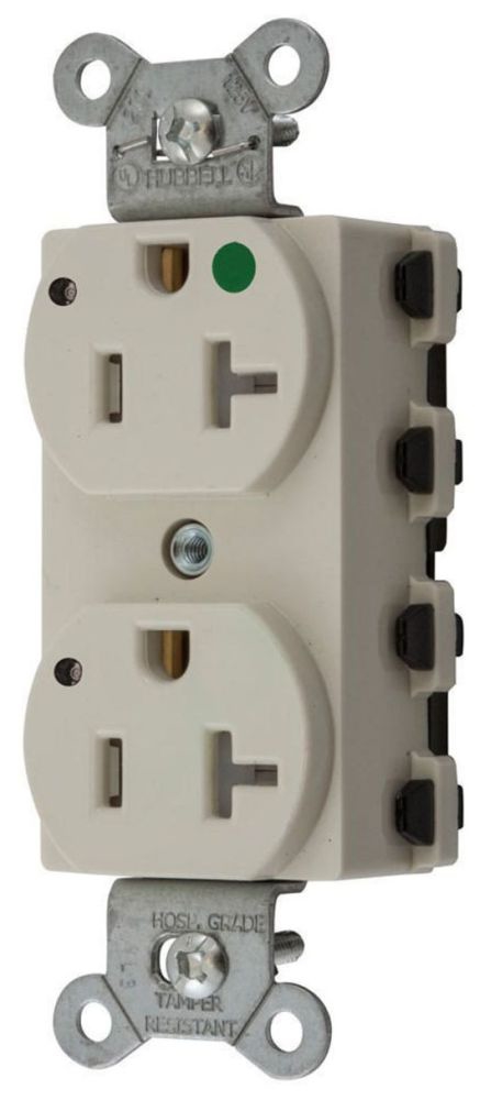 Hubbell SNAP8300LALTR Snap-Connect Duplex Hospital-Grade 20A/125V Led ...