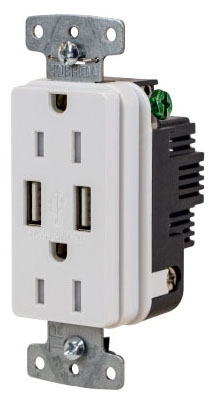 Hubbell USB15AW Duplex Receptacle 15A125V 3.1A5V Usb Port A White ...