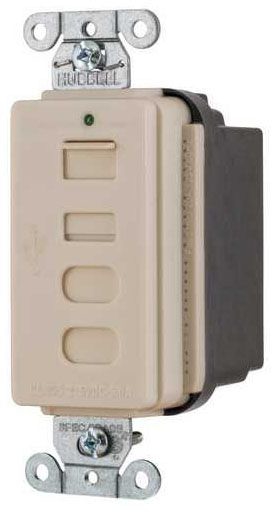 HUBBELL USB4ACLA USB CHARGER 4 PORT 5AMP 5 TYPE AC LIGHT ALMOND ...