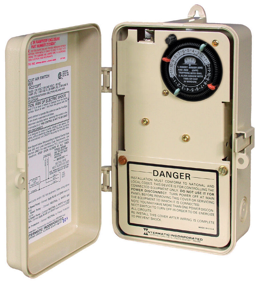 Intermatic RC2343PT 120/240V (4) Function Two Circuit Air Switch W/Timer - Plastic Encl ...