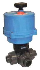 IPEX TKDTBV103-EL 1/2" TKD 3 WAY TU BALL VALVE ELEC PVC EPDM S/T T-PORT ...