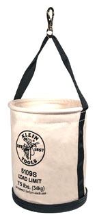 KLEIN 5109PS Canvas Bucket Wide Straight-Wall with Pocket Swivel Snap ...