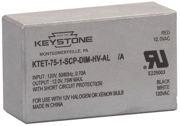 Keystone KTET-75-1-SCP-DIM-HV-AL-/A 75W Low Voltage Halogen Transformer ...