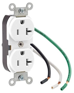 LEVITON 5362-LW : 20A 125V WIRE LEAD RECEPTACLE | Gordon Electric ...