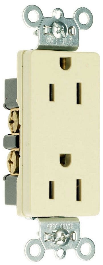P&S 26242-W Heavy-Duty Decora Duplex Receptacle Side Wire 15A 125V ...