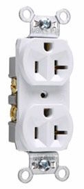 P&S CR20-W DUPLEX RECEPTACLE 20A/125V SIDE WIRE WHITE | Gordon Electric Supply, Inc.