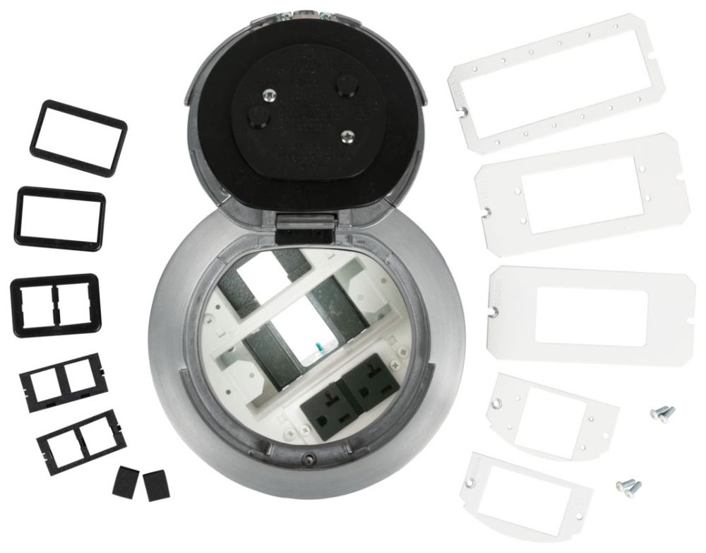 Wiremold 6ATC2PAVAA 6"" Prewired Av Poke-Thru Surface Assembly Brushed ...