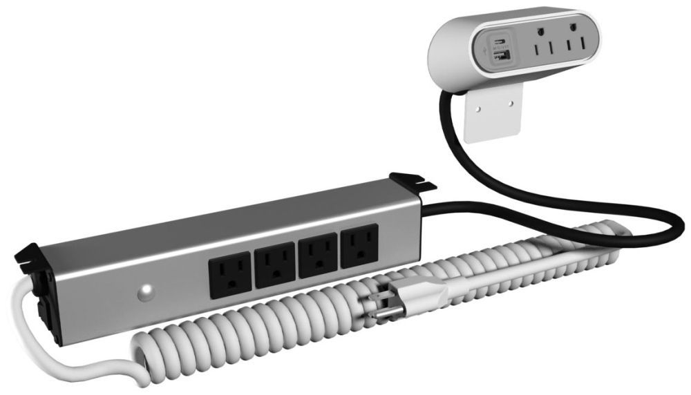 Wiremold SS246WH 2 Outlets Above Desk, 4 Outlet Pioc W/6Ft Coil Cord ...
