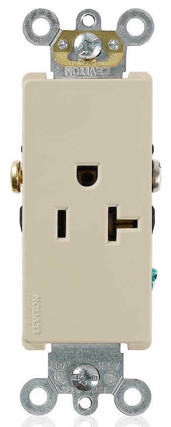 Leviton 16341-I Ivory Receptacle Single Decora 2Pole 3-Wire 5 20R ...