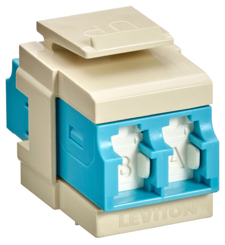 Leviton 41086-LLI Quickport Om3/4 Duplex Lc Shuttered Adapter Aqua ...