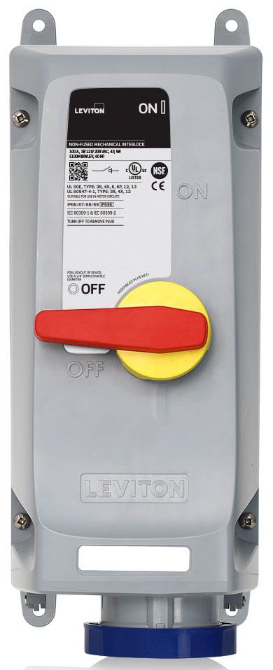 Leviton 5100MI9WLEV 100A Mechanical Interlock - Blue | Gordon Electric ...