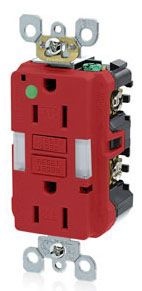 Leviton GFNL1-HGR Red Hospital Grade Tamper-Resistant St Gfci Guidelite ...
