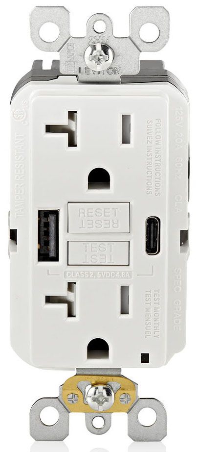 Leviton GUAC2-W 20A Gfci Combo Type Ac Usb Distribution | Gordon ...