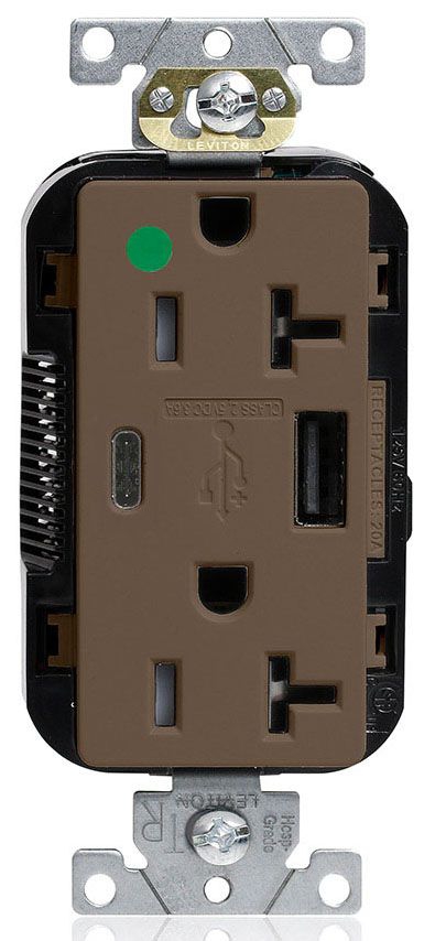 Leviton M58AC-HG 20A Lev-Lok Usb Tamper-Resistant Hospital Grade Outlet ...