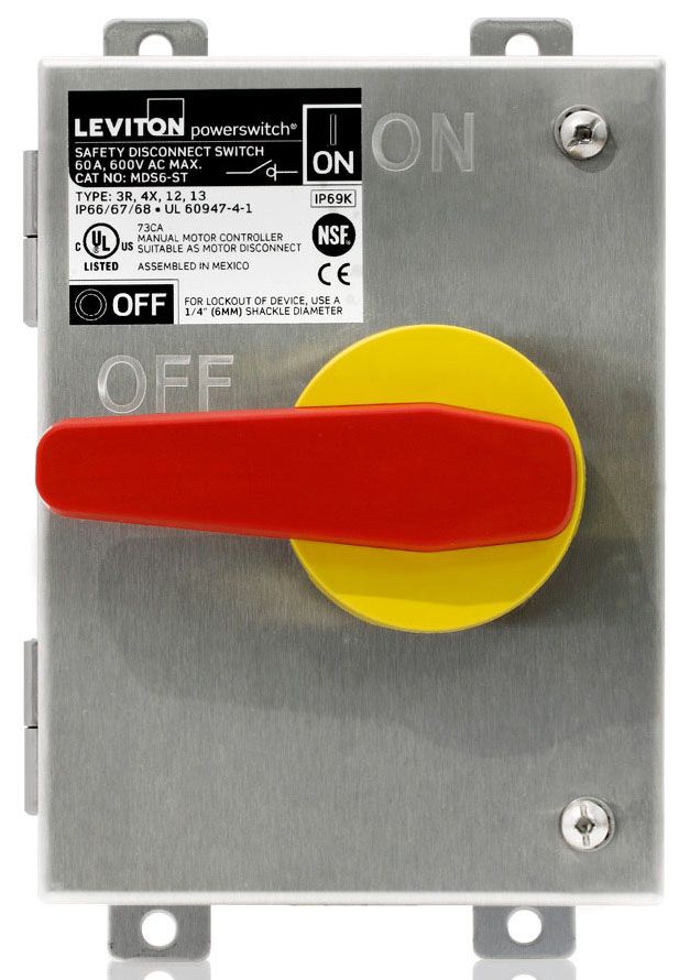 Leviton MDS6-ST Slope Top N/F Disconnect Switch 60A-600V Stainless ...