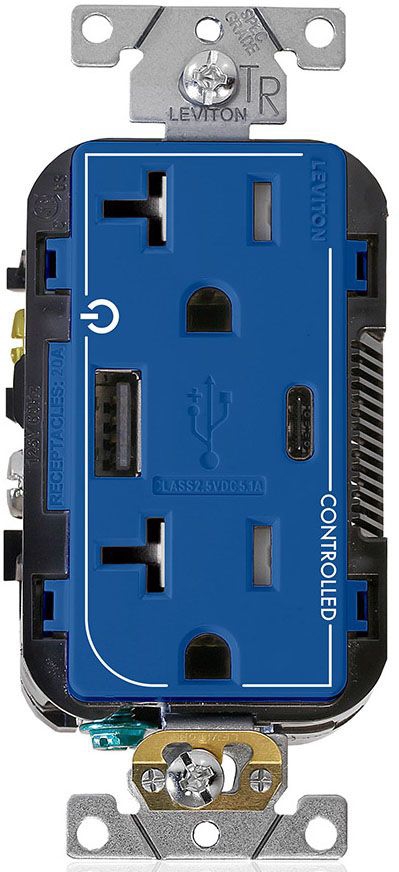Leviton T5833-2BU 20A Marked Controlled Usb Ac Receptacle | Gordon ...