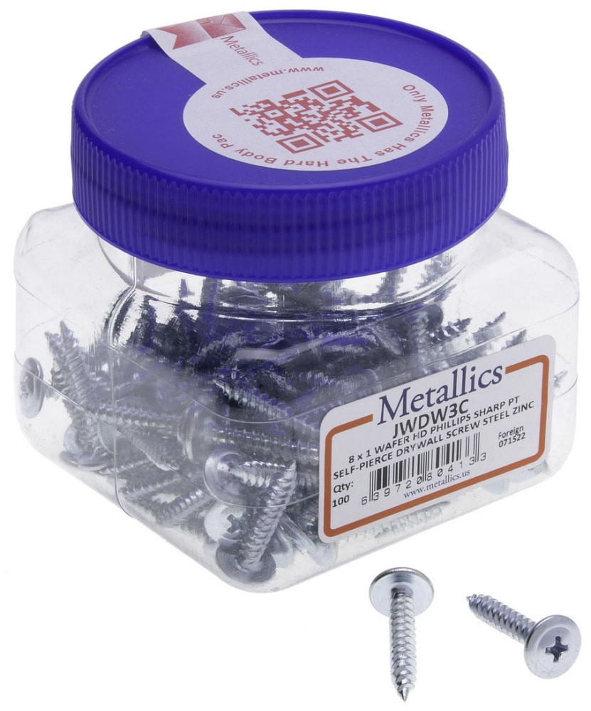 Metallics JWDW3C 8 X 1"" Phillips Wafer Head Drywall Screw Fine Thread ...
