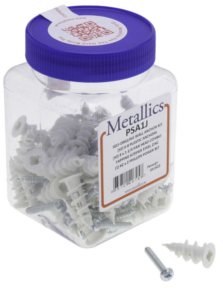 Metallics PSA1J No.6-8 Nylon Self-Drilling Wall Anchor Kit | Gordon ...