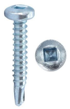 Cully 27216J 12 X 1"" Tek Screws, Pan Head, Square Drive, Zinc Plated ...