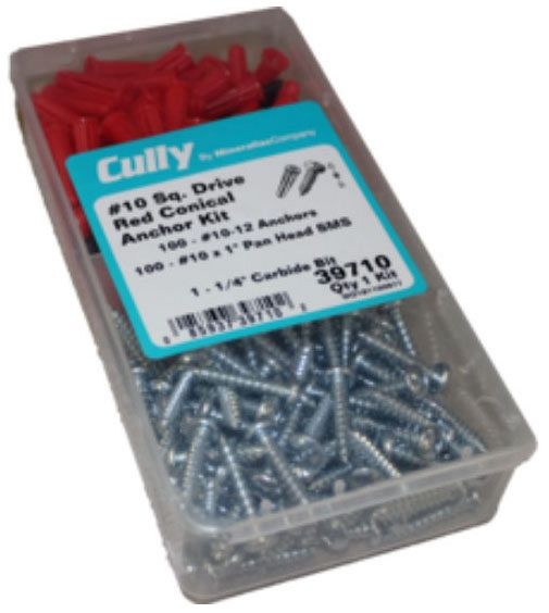 Cully 39910 #10 Hex Washer Head Red Conical Anchor Kit, #10 X 1"" (100 ...