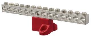 NSI GBA20-14 Aluminum Isolated Ground Bar, Aluminum/Copper, 2/0 -14 Awg Wire Range, 14 Circuit ...