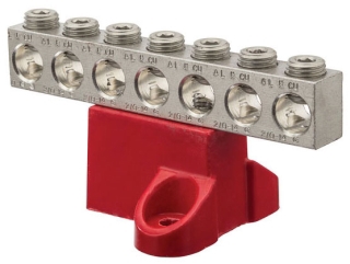 NSI GBA20-7 Aluminum Isolated Ground Bar, Aluminum/Copper, 2/0 -14 Awg Wire Range, 7 Circuit ...