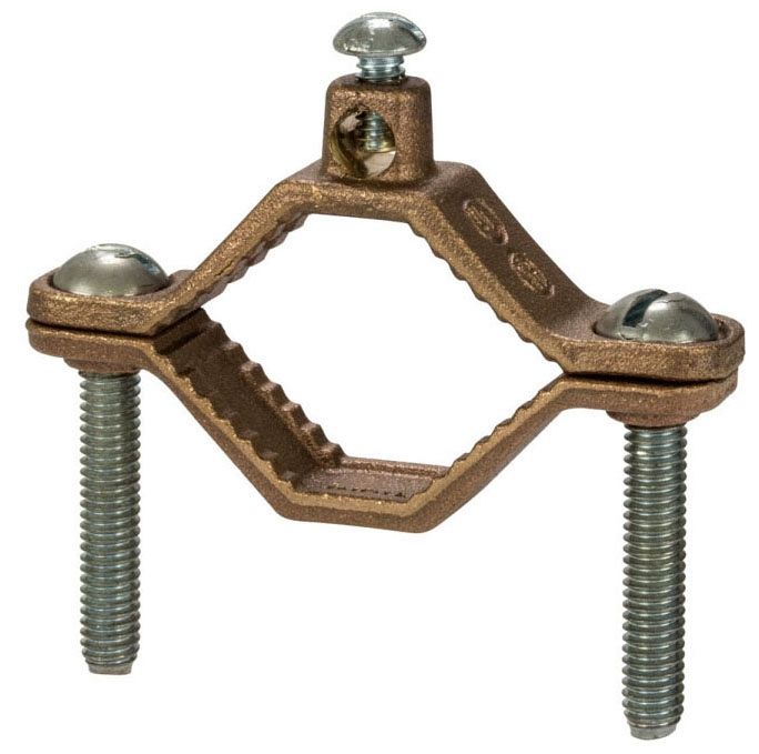 NSI G-2-S Bronze Ground Clamp, 1-1/4" - 2" Water Pipe Size, 2 Str ...