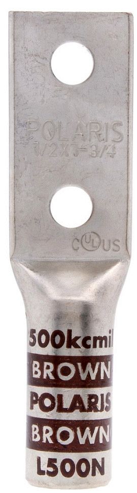 NSI L500N 500 MCM Copper Compression Lug, 1/2 Bolt Size, 2 Hole ...