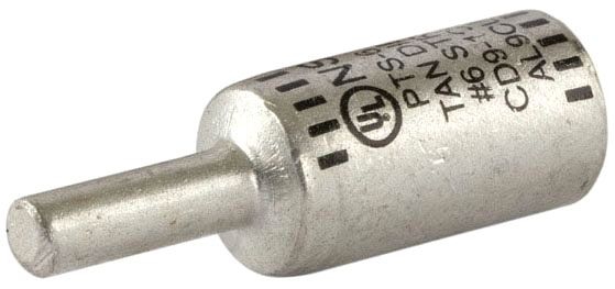 NSI PTS6 Aluminum, Tin Plated Pin Terminal, 6 Awg Wire Size, 4 Awg ...