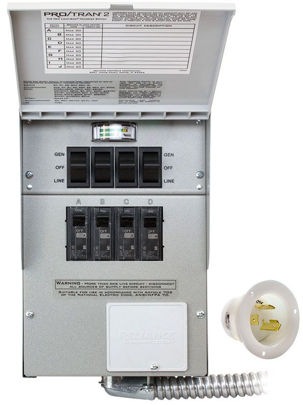 Reliance 304A1 Transfer Switch 30A-125V, 4-Circuits & Meter & Inlet ...